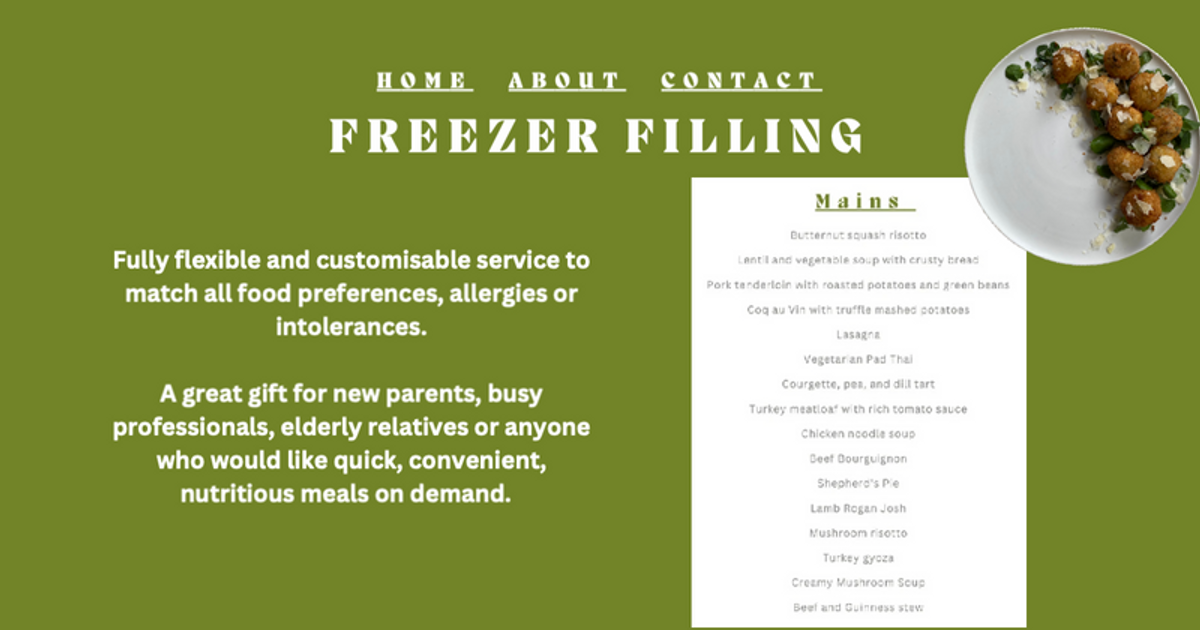 Freezer Filling Sample Menu